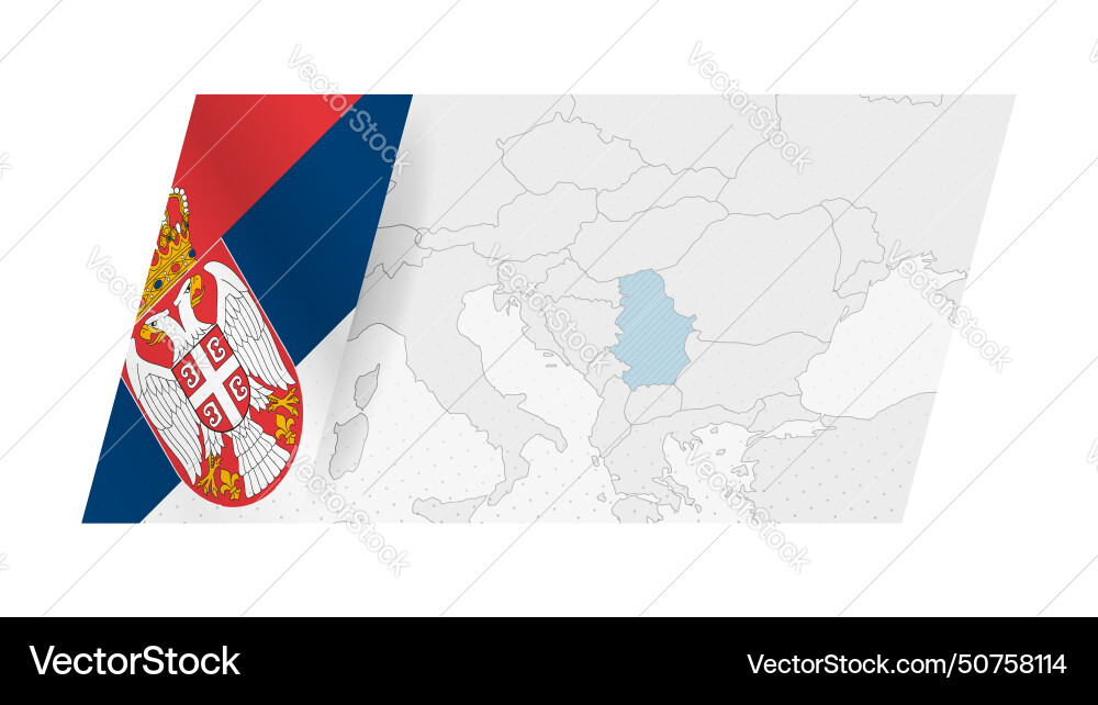 Serbia map in modern style with flag Royalty Free Vector