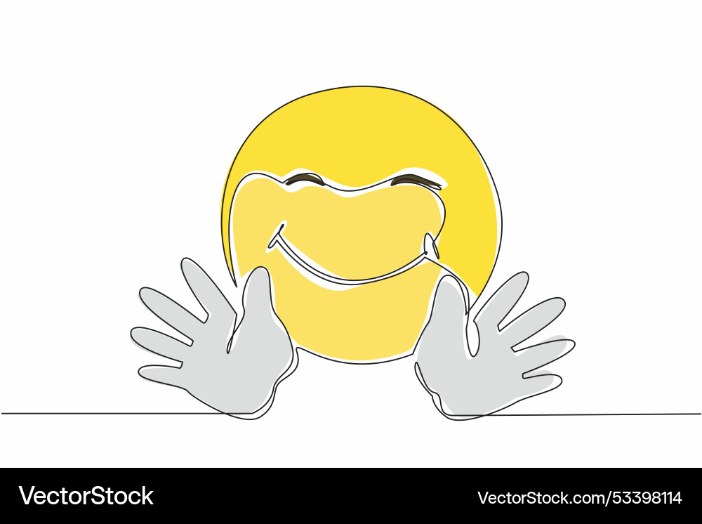 Single one line drawing smiling emoticon Vector Image