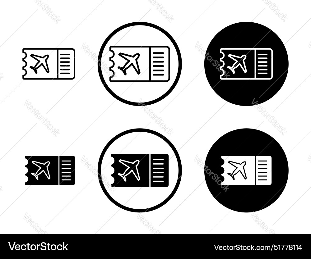 Ticket airline line icon set Royalty Free Vector Image