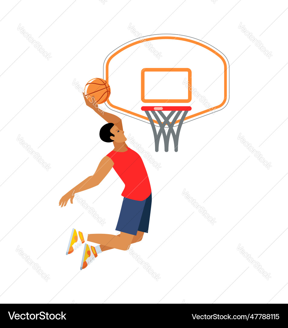 Basketball player slam dunk Royalty Free Vector Image