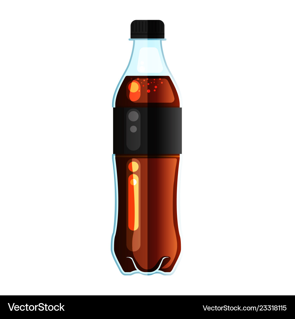 Cola bottle icon soda with black lable Royalty Free Vector
