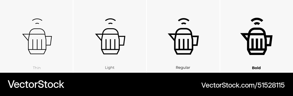 Electric kettle icon thin light regular and bold Vector Image