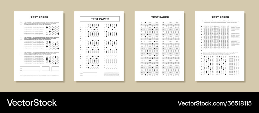 Exam test papers set Royalty Free Vector Image