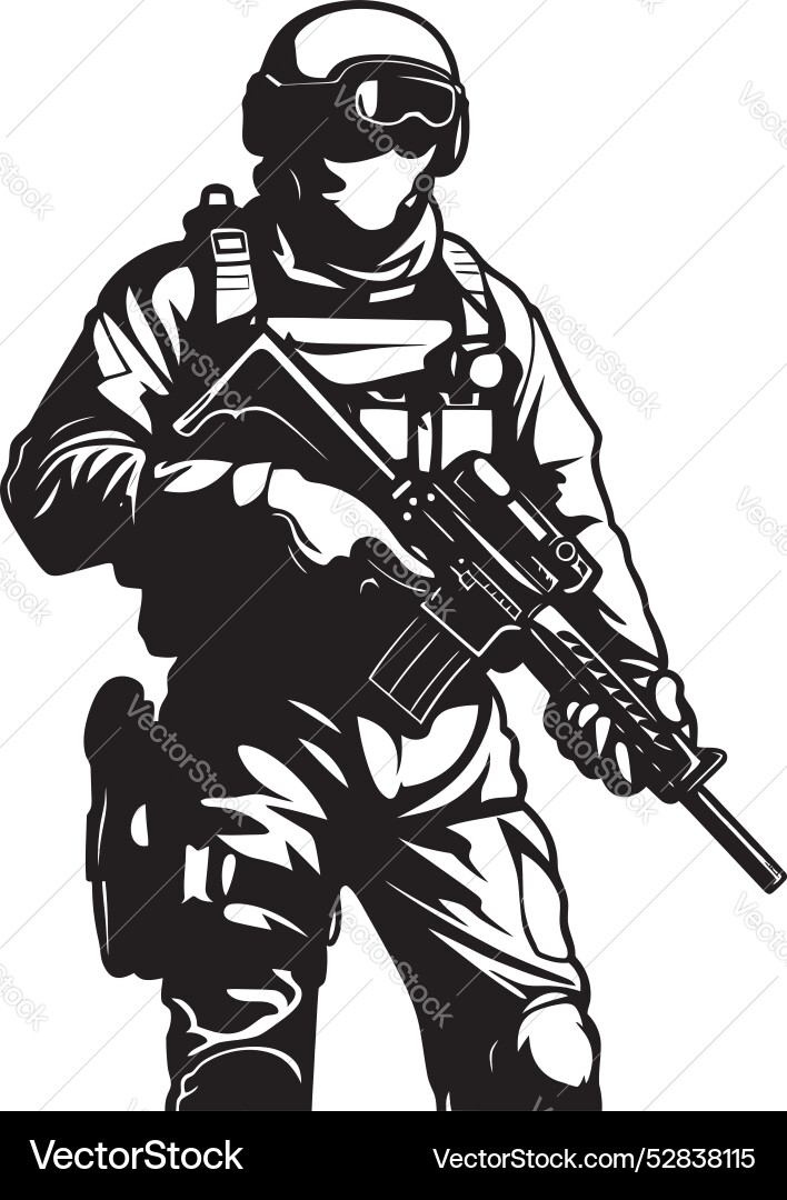 Guardian assault rifle soldier icon Royalty Free Vector
