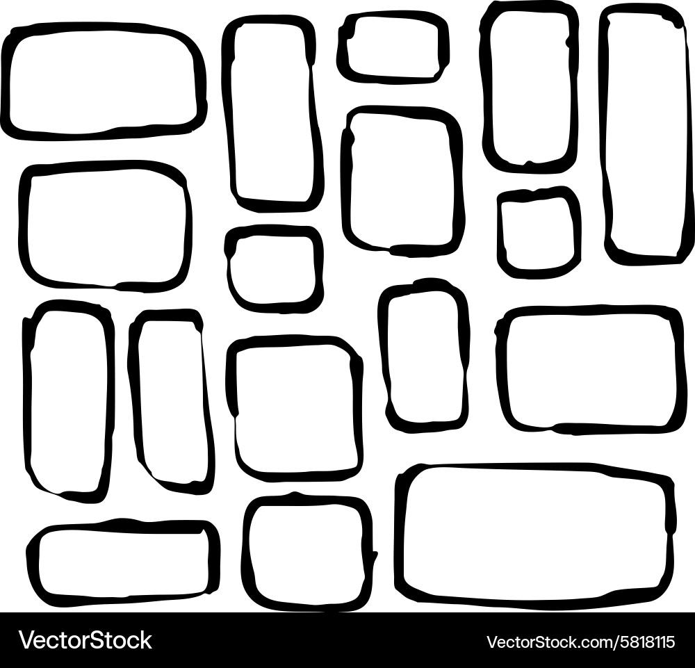Hand drawn round corner rectangle and square shape