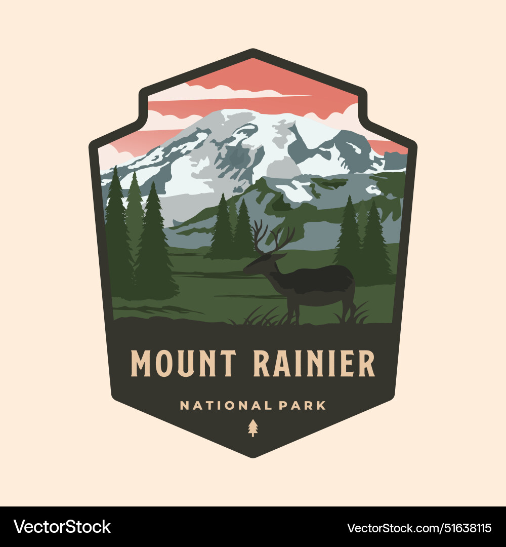Mount rainier national park emblem patch logo Vector Image