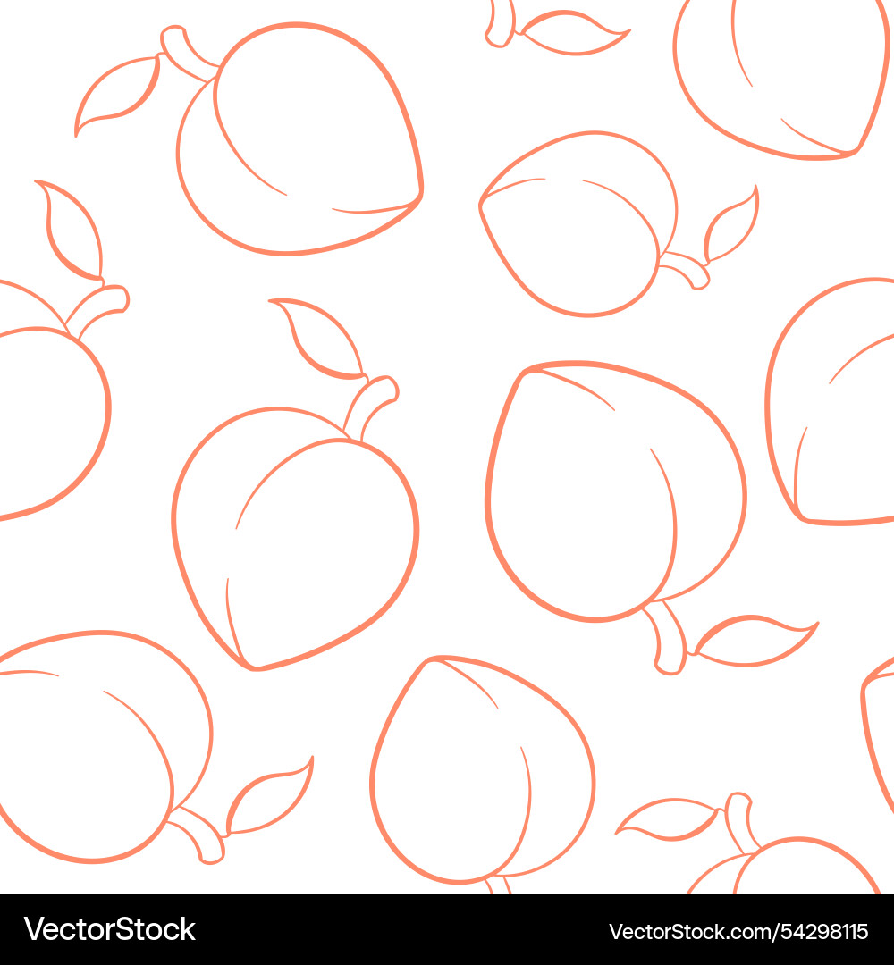 Peach or apricot seamless pattern in line art Vector Image