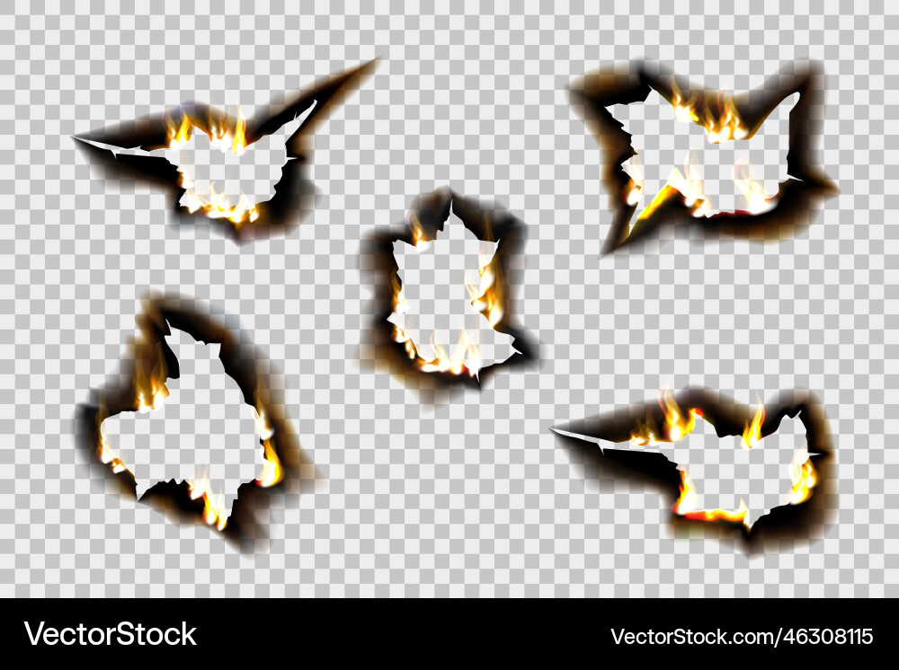Realistic paper flame circle burn cracking fire Vector Image