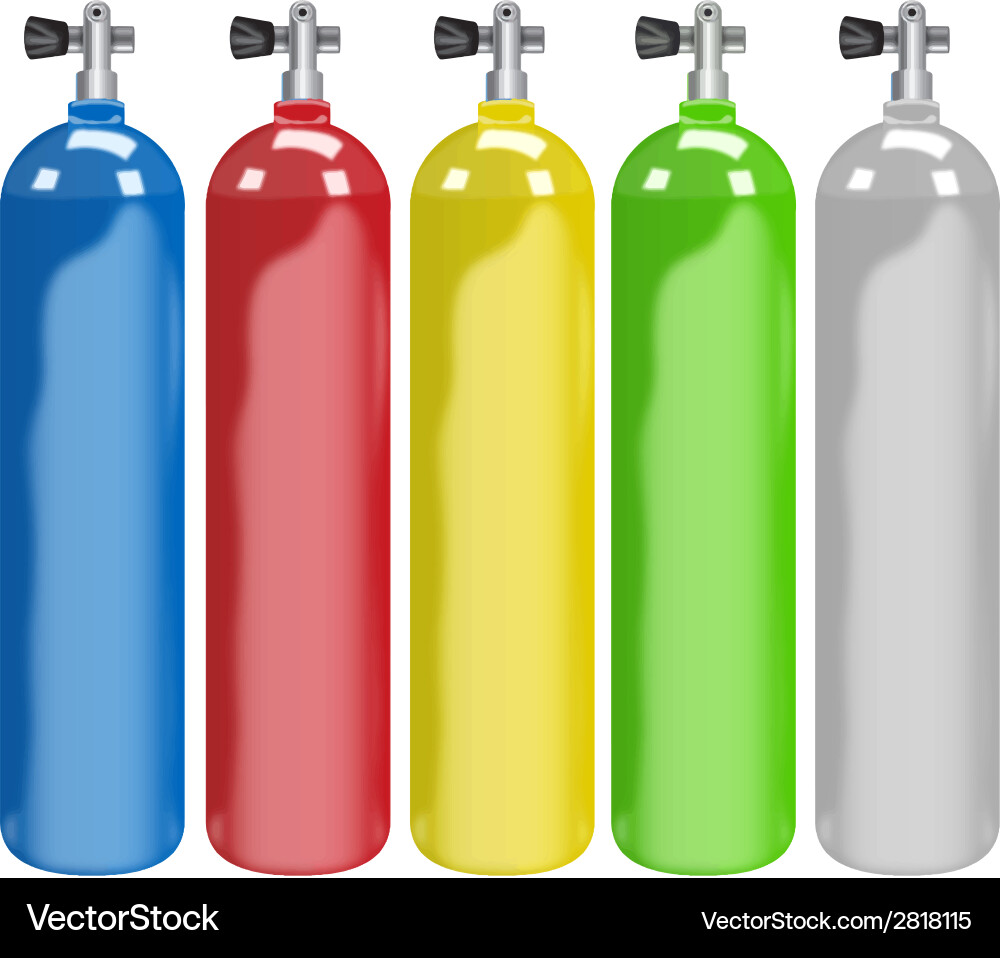 Scuba Tanks - Five Color Set Royalty Free Vector Image