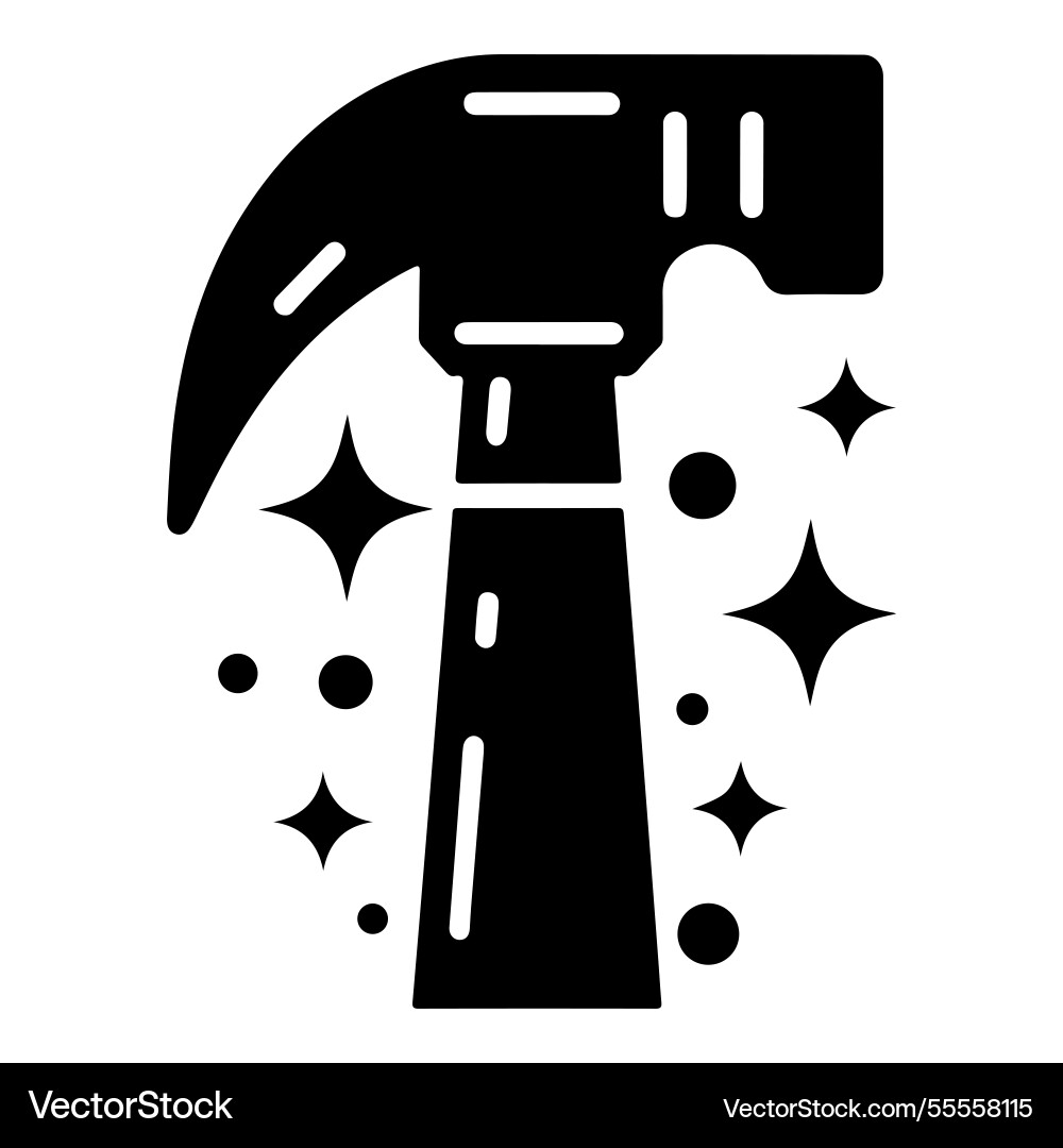 Unique black hammer icon with stars Royalty Free Vector