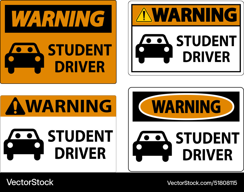 Warning sign student driver Royalty Free Vector Image
