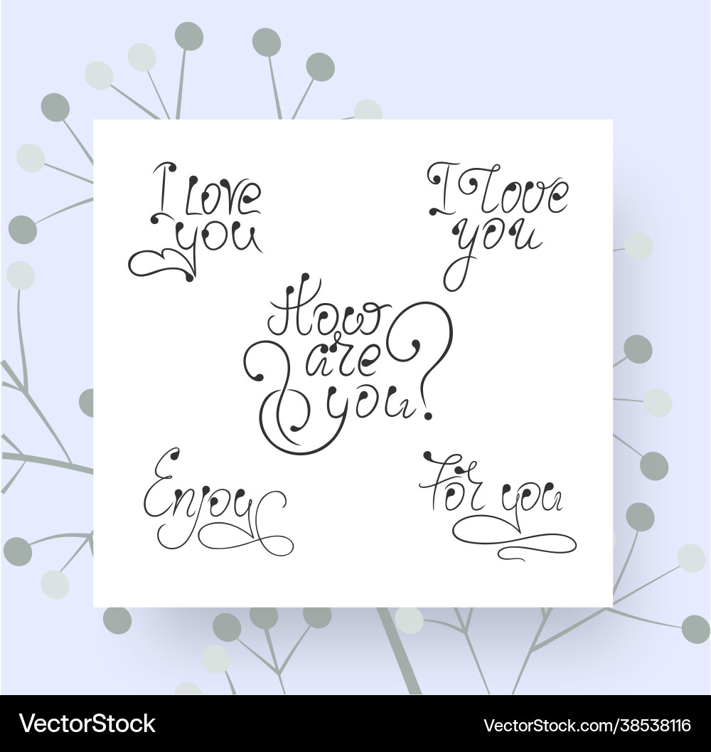 Calligraphic lettering template with presentation Vector Image