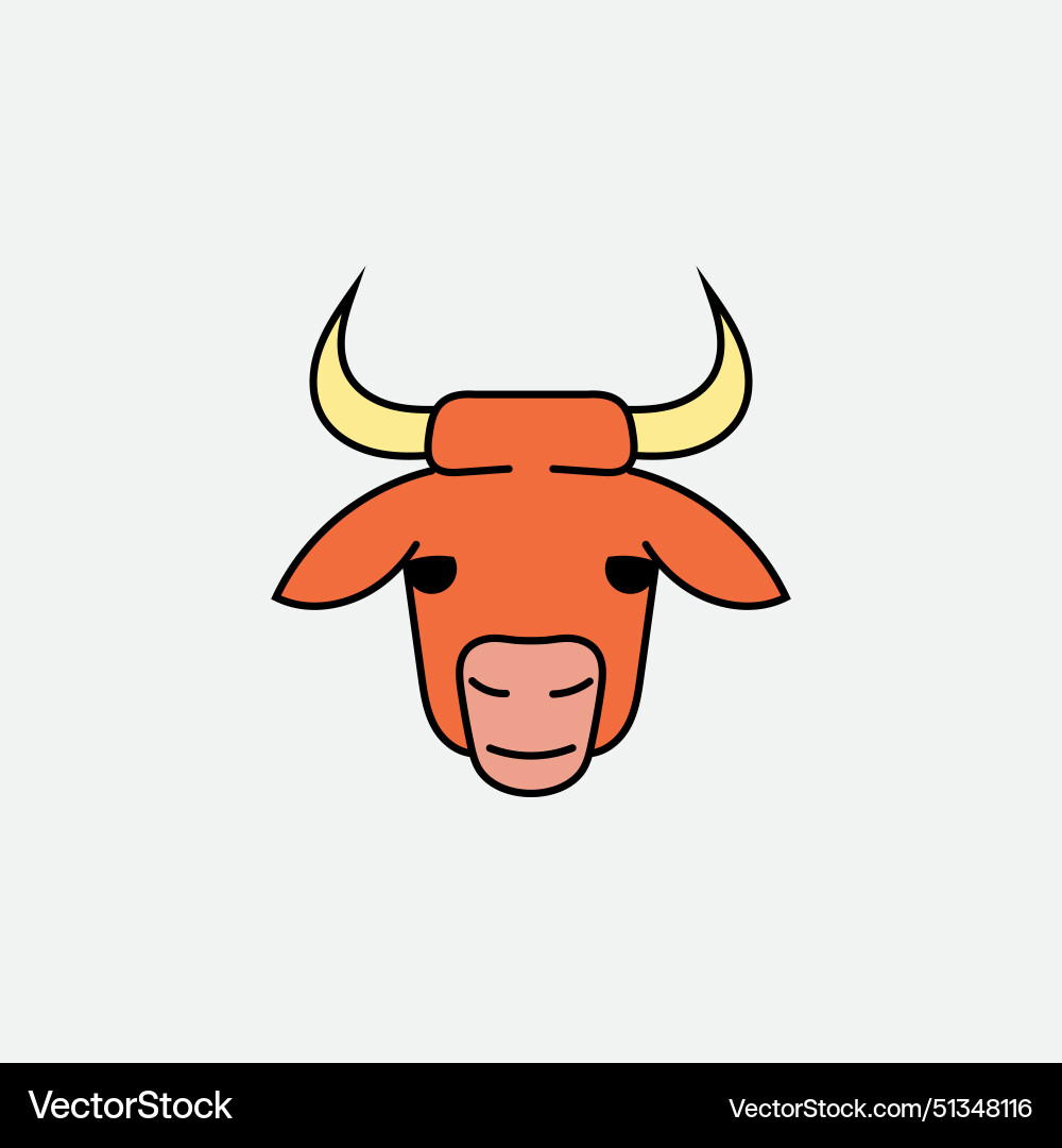 Cow head from front cartoon style Royalty Free Vector Image