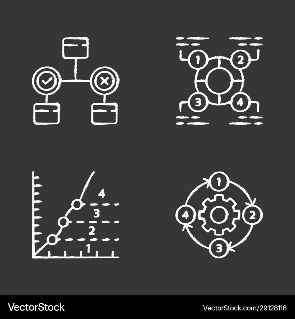 Diagram concepts chalk icons set decision Vector Image