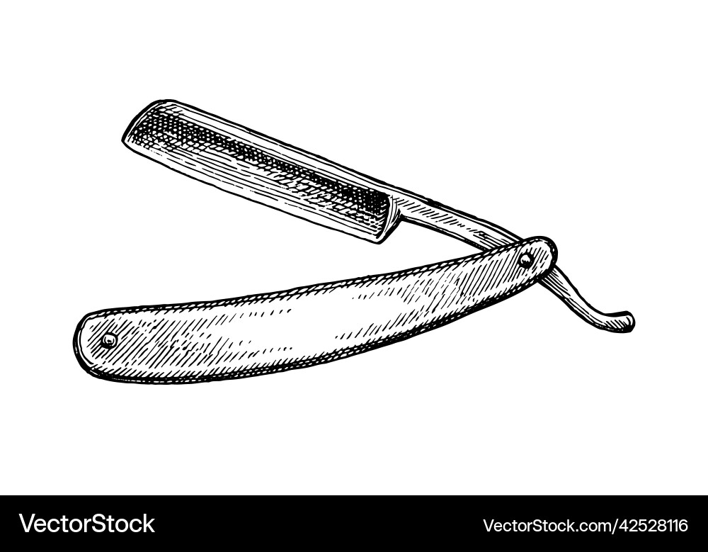 Folding straight razor ink sketch Royalty Free Vector Image