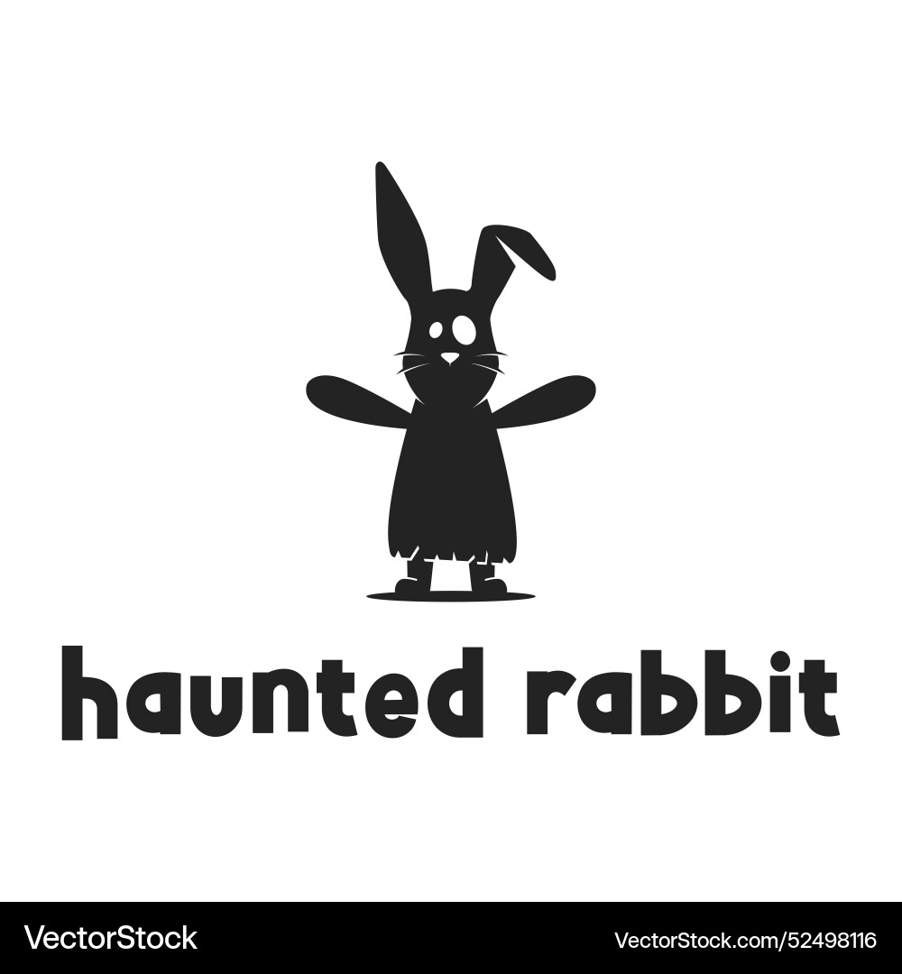 Haunted rabbit minimalist logo design Royalty Free Vector