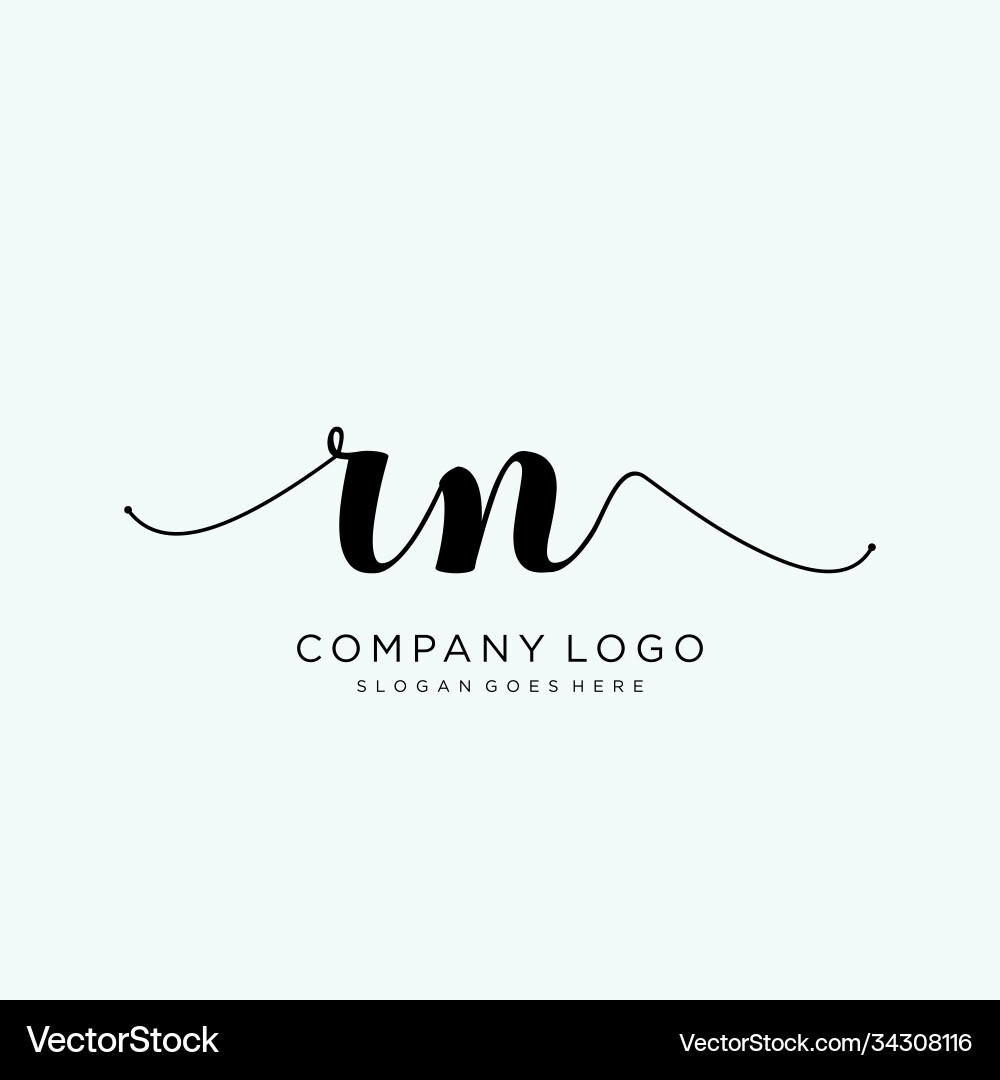 Initial rn handwriting logo with circle template Vector Image