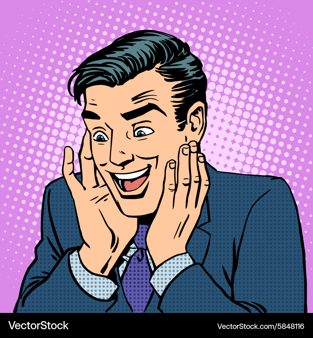 Man reaction joy emotions face Royalty Free Vector Image