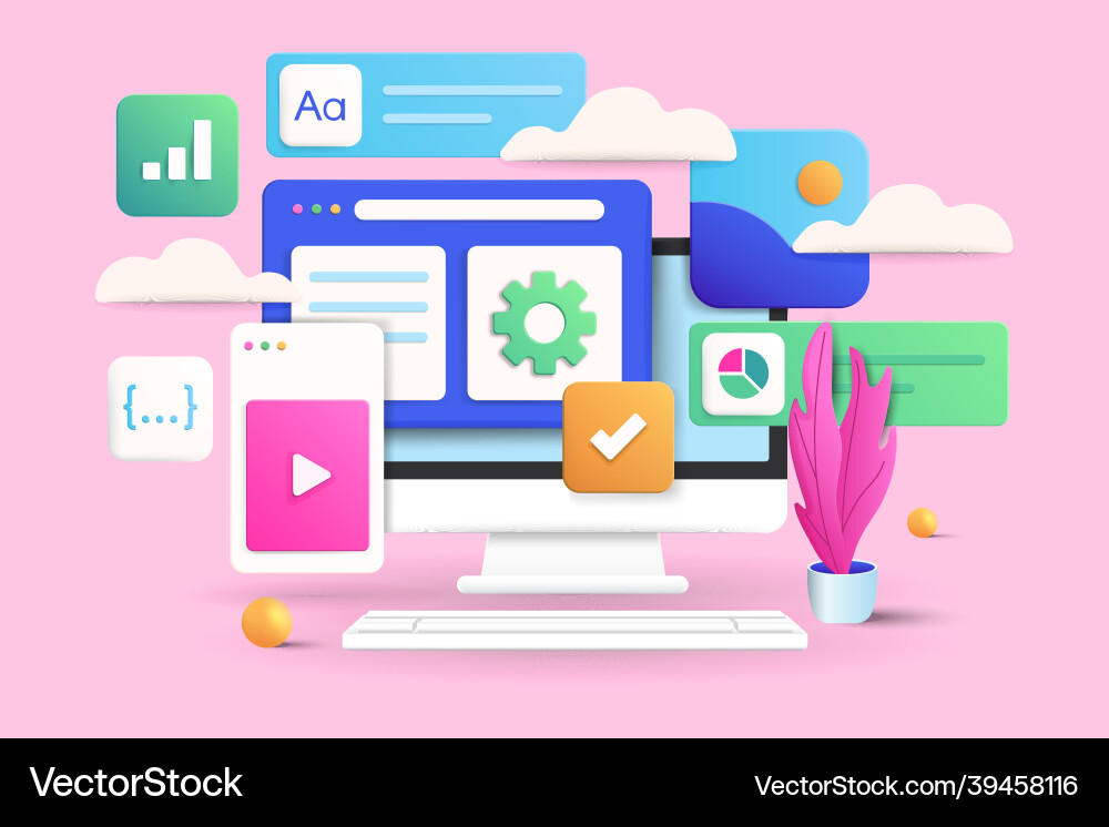 Modern 3d of ui design Royalty Free Vector Image