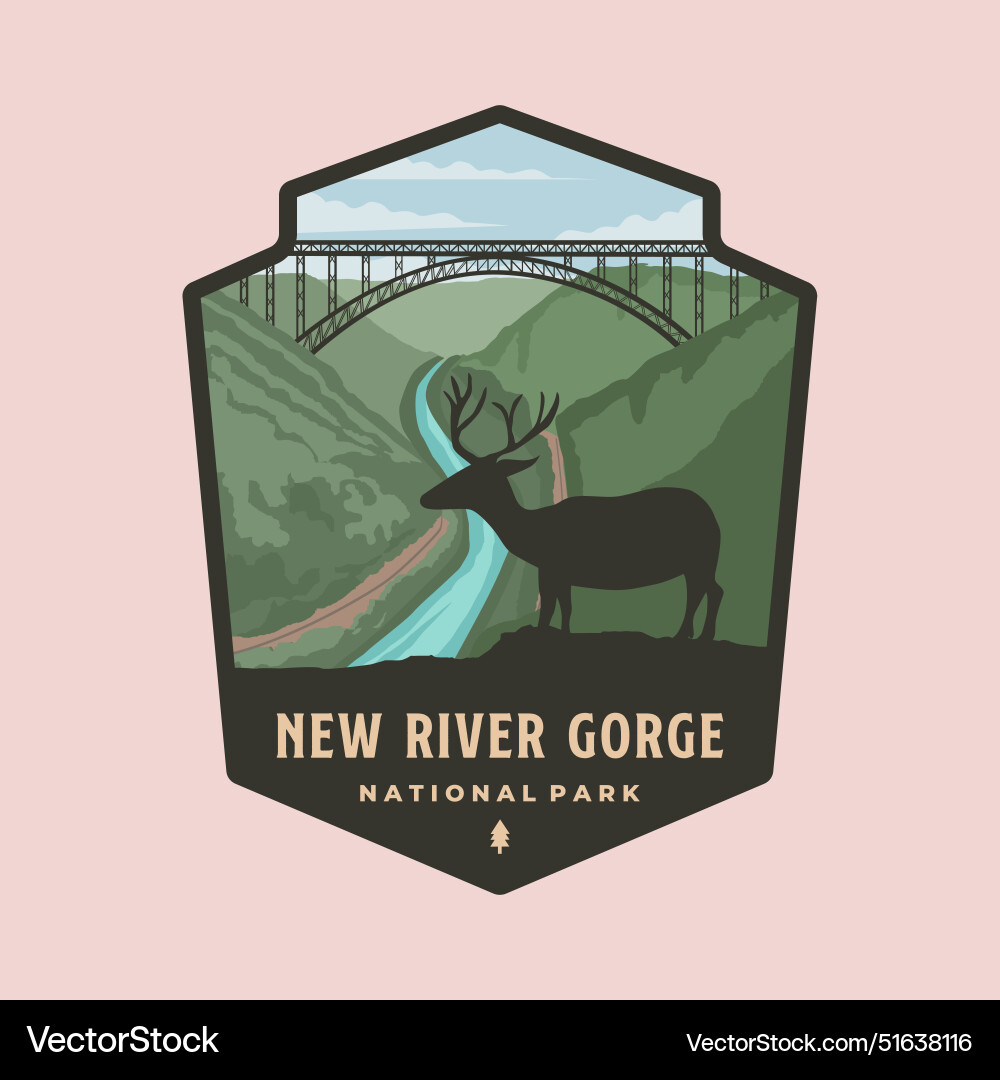 New river gorge national park logo patch design Vector Image