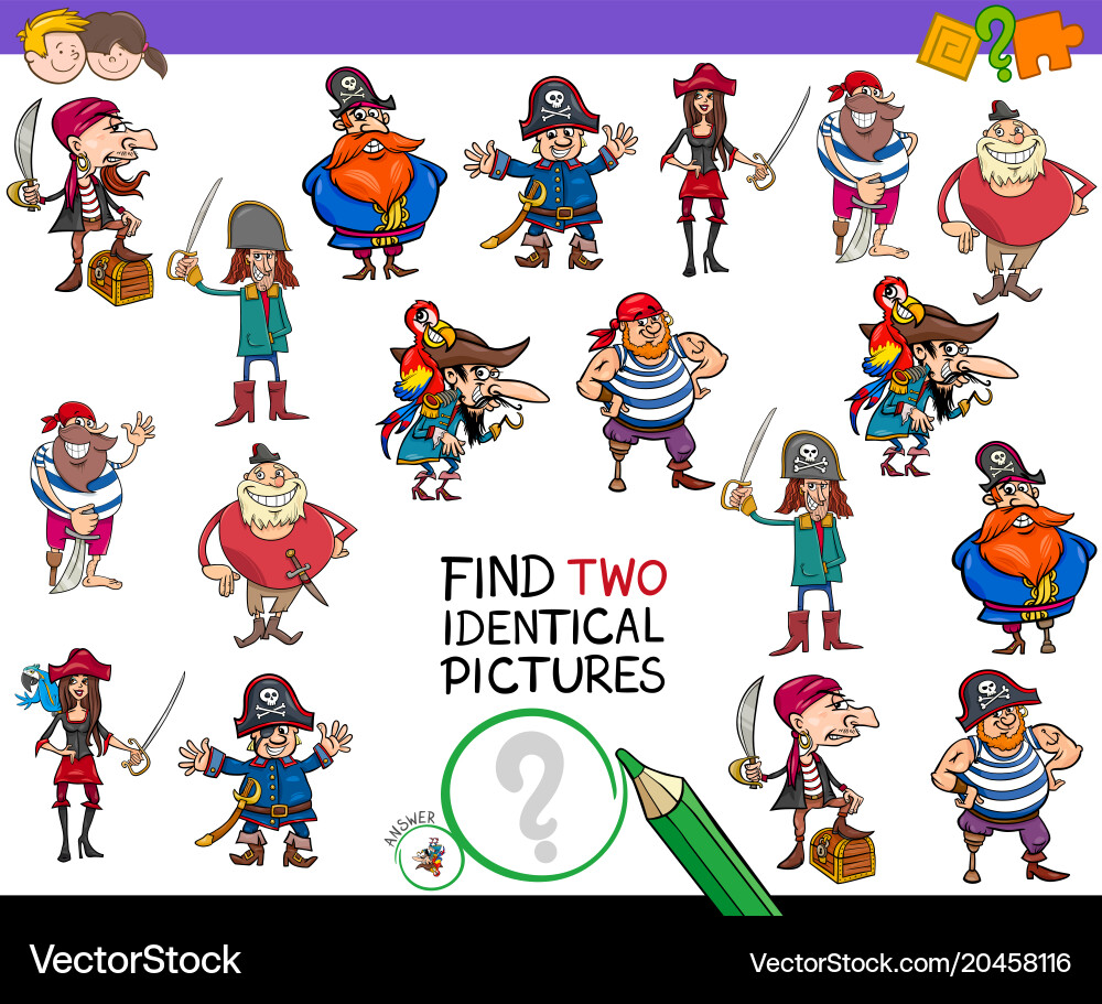 Pirate Matching Game for Kids Royalty Free Vector Image