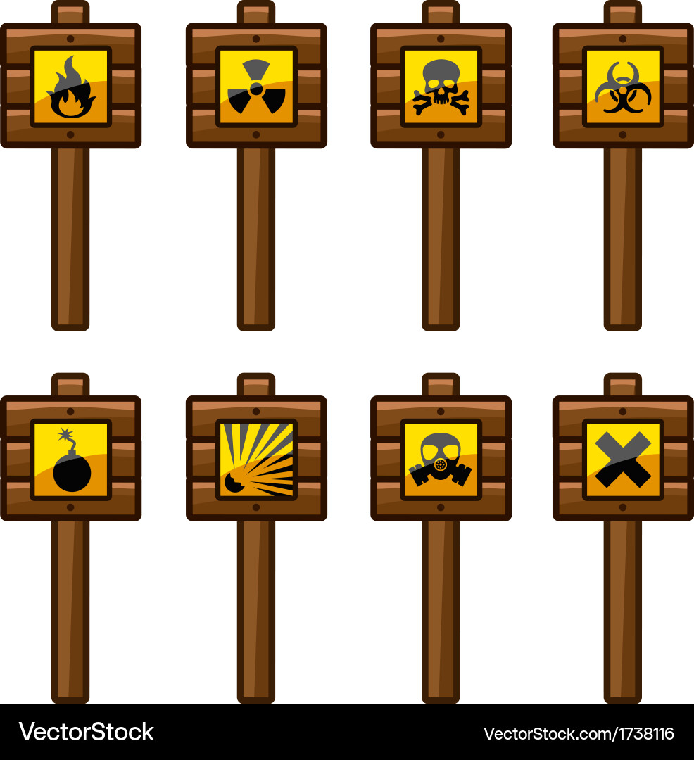 Wooden warning signs Royalty Free Vector Image