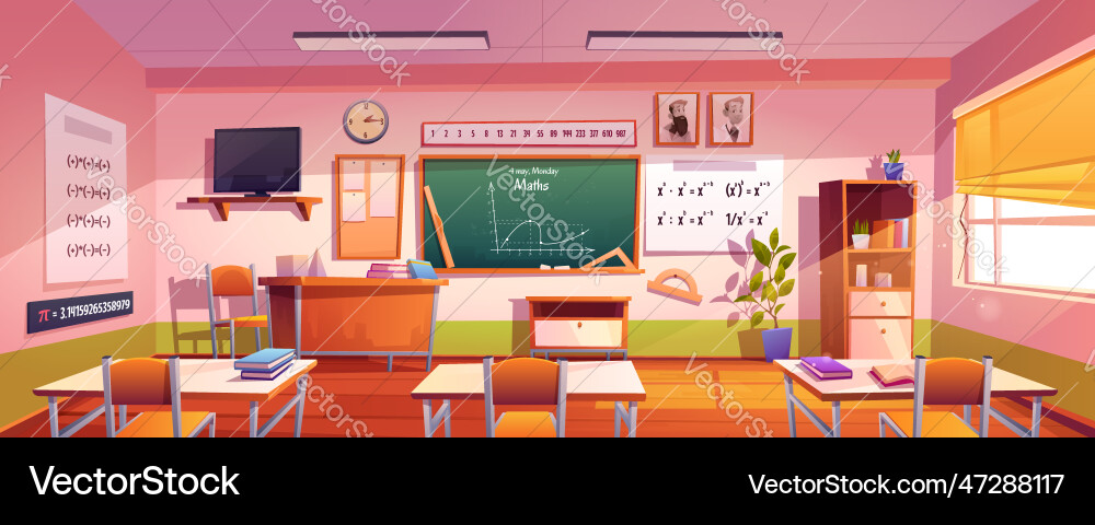 Classroom for mathematics learning in school Vector Image