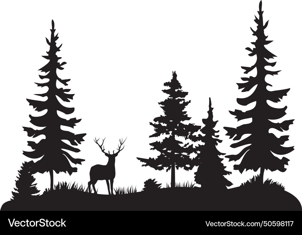 Deer and trees Royalty Free Vector Image - VectorStock