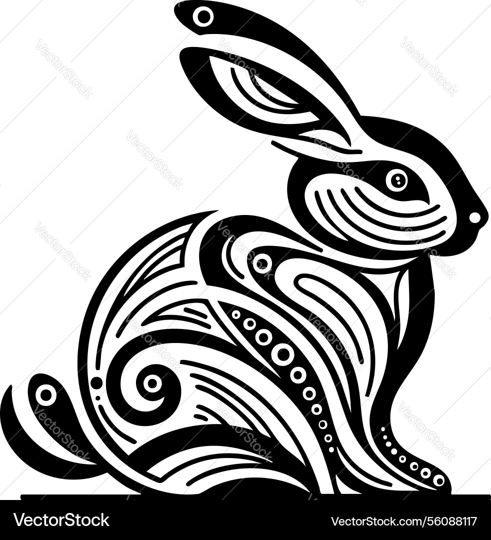 Elegant abstract rabbit line art Royalty Free Vector Image