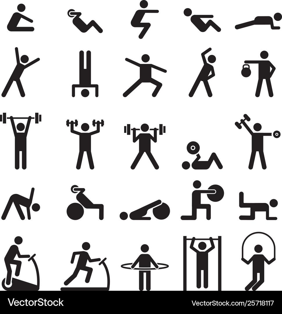 Fitness Exercise Icons - Active People Royalty Free Vector
