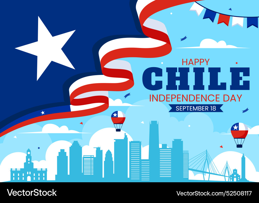Happy chile independence day with waving flag Vector Image