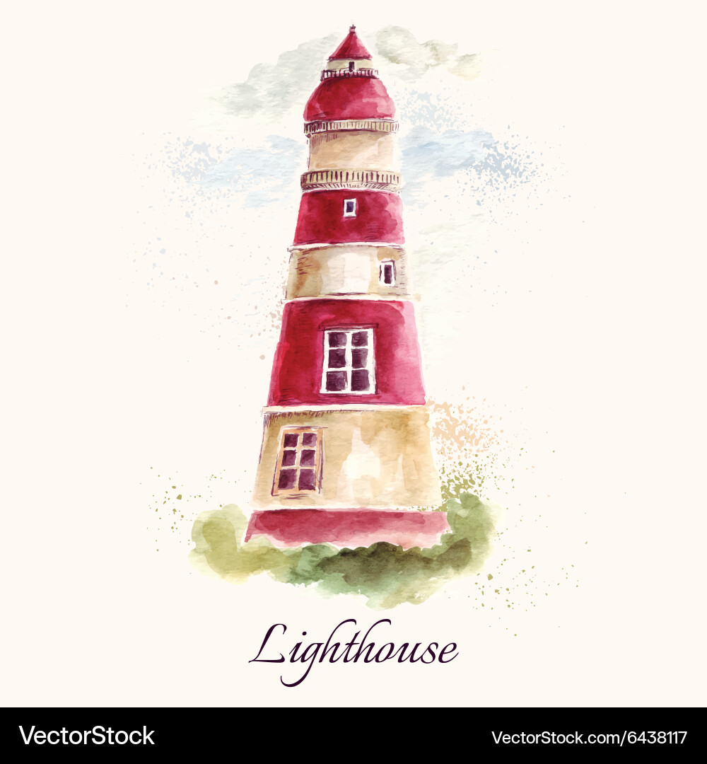 Lighthouse in watercolor technique Royalty Free Vector Image
