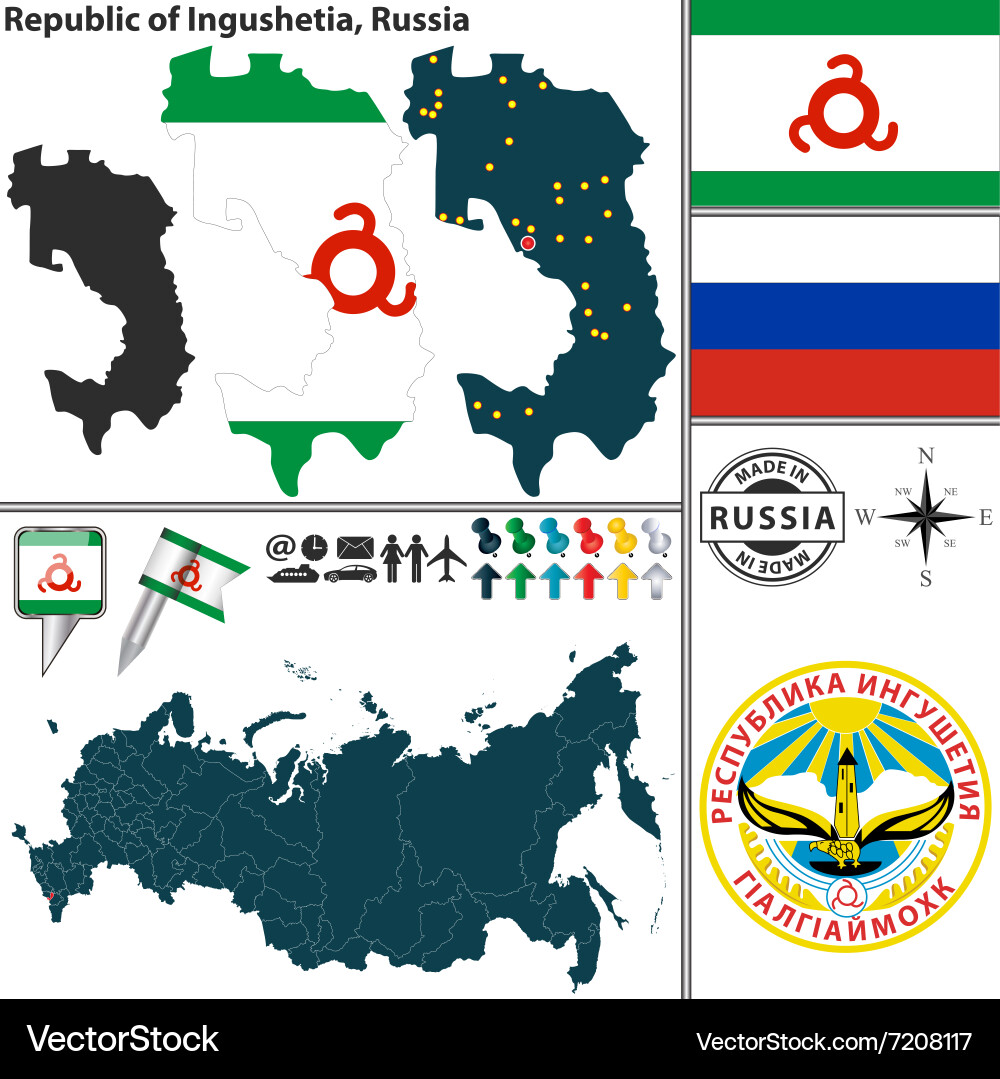 Map of republic ingushetia Royalty Free Vector Image