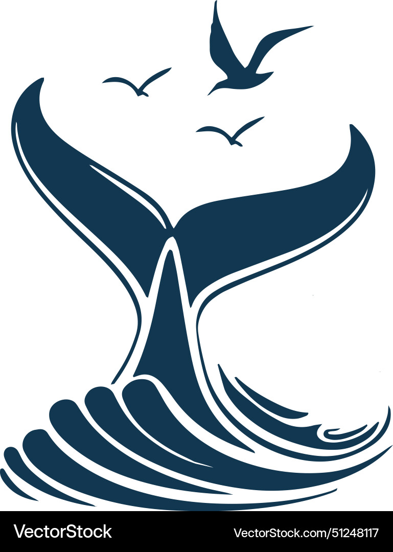 Minimalist whale tail design Royalty Free Vector Image