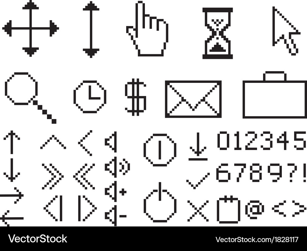 Pixel icons Royalty Free Vector Image - VectorStock