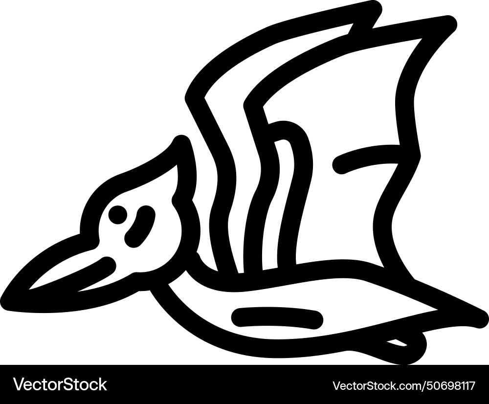 Pterodactyl dinosaur animal line icon Royalty Free Vector