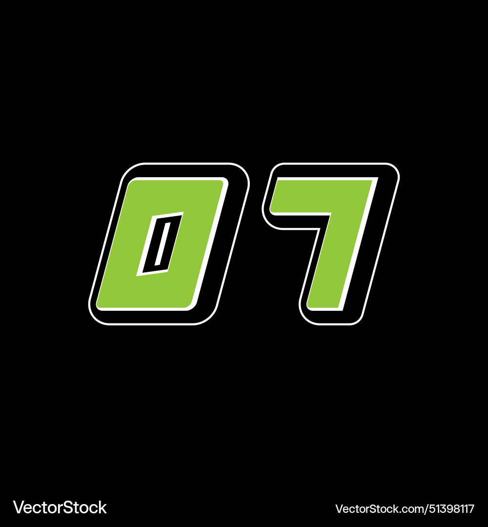 Racing number 07 design template Royalty Free Vector Image