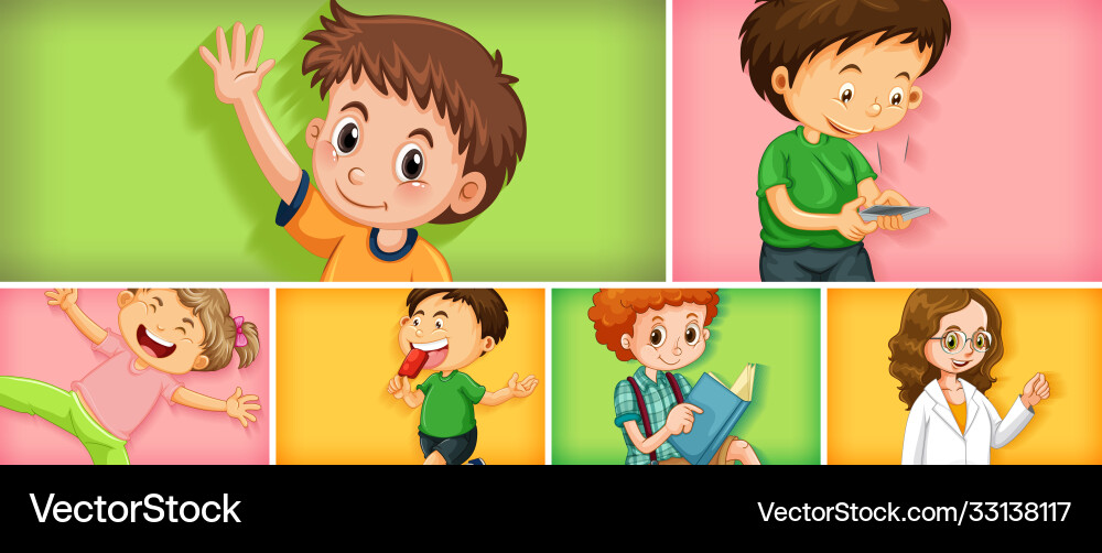 Set different kid characters Royalty Free Vector Image