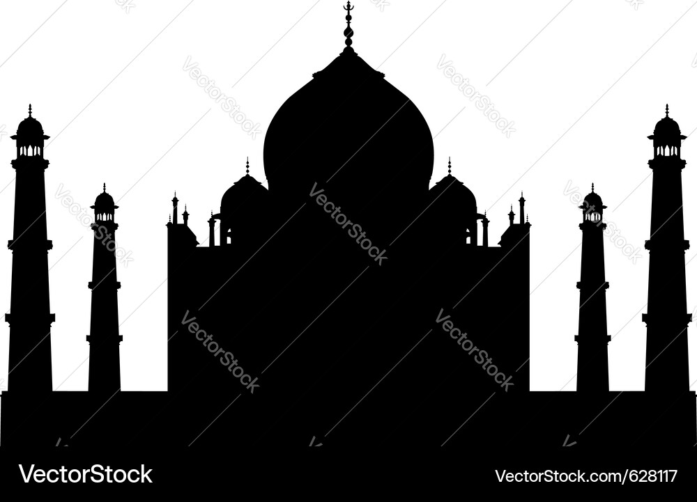 Taj Mahal Silhouette - Iconic India Landmark Vector Image