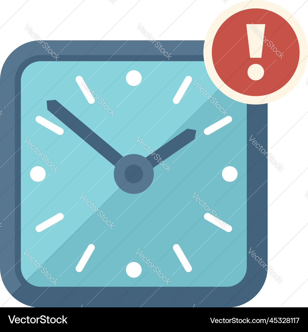 Wall Clock Hour Icon Flat Office Work Royalty Free Vector