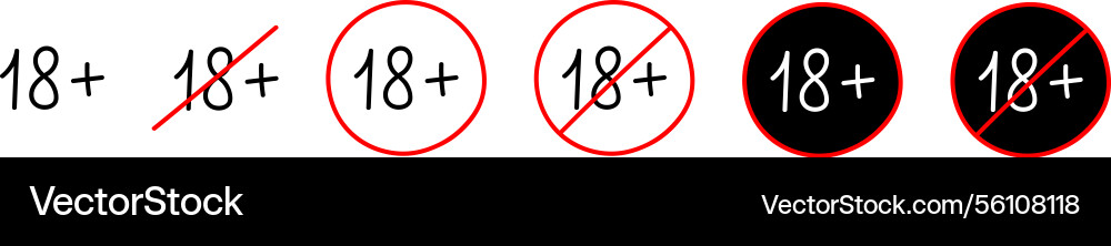 18 plus only icon age limit under year sign Vector Image