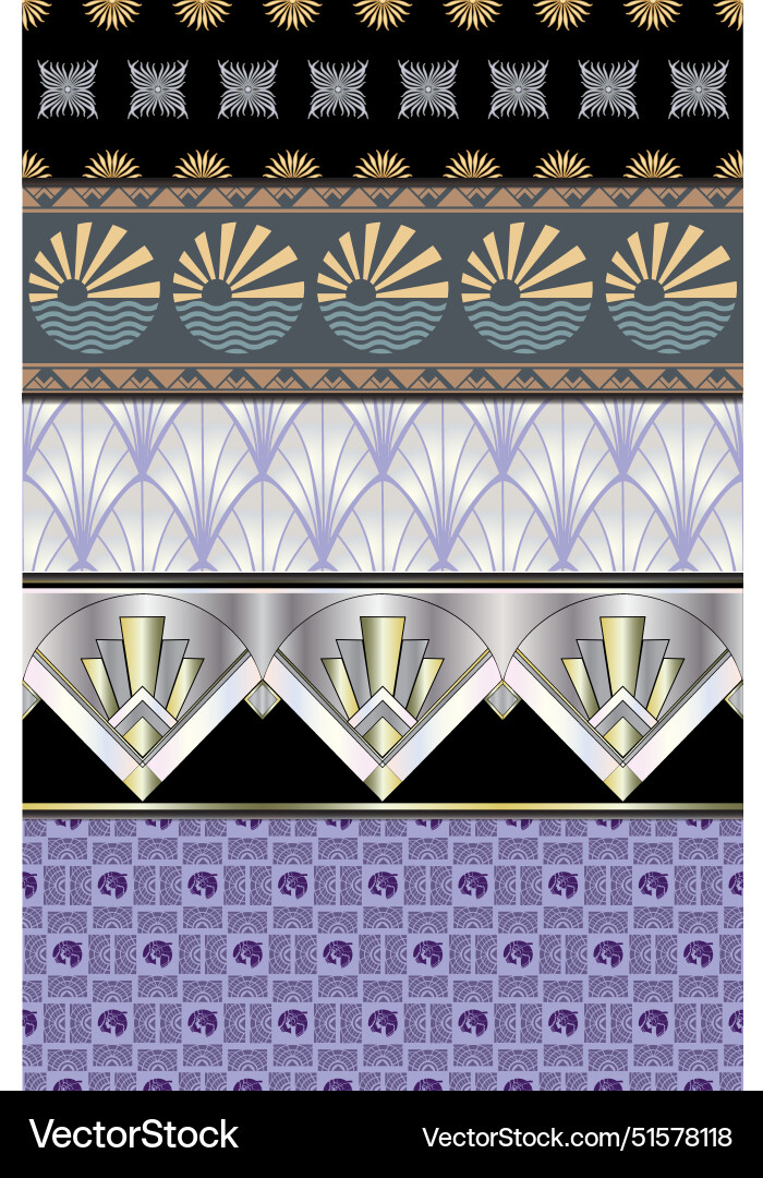 Art deco motif seamless patterns collection Vector Image