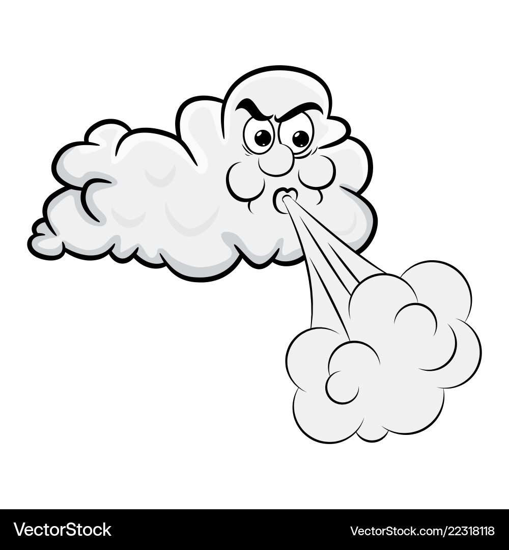 Blowing cloud cartoon design isolated on white Vector Image
