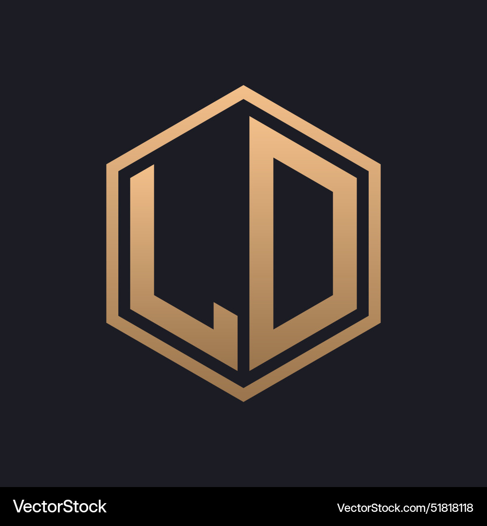 Elegant hexagon letter ld logo design initial Vector Image
