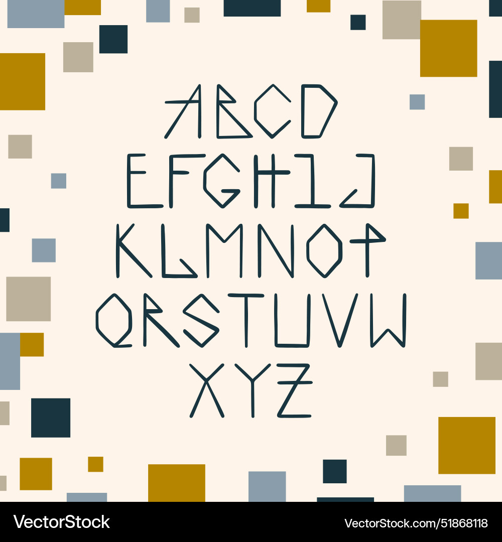 Hand drawn decorative alphabet abstract font Vector Image