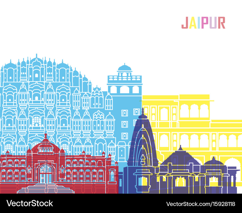 Jaipur Skyline Vibrant Colors Royalty Free Vector Image