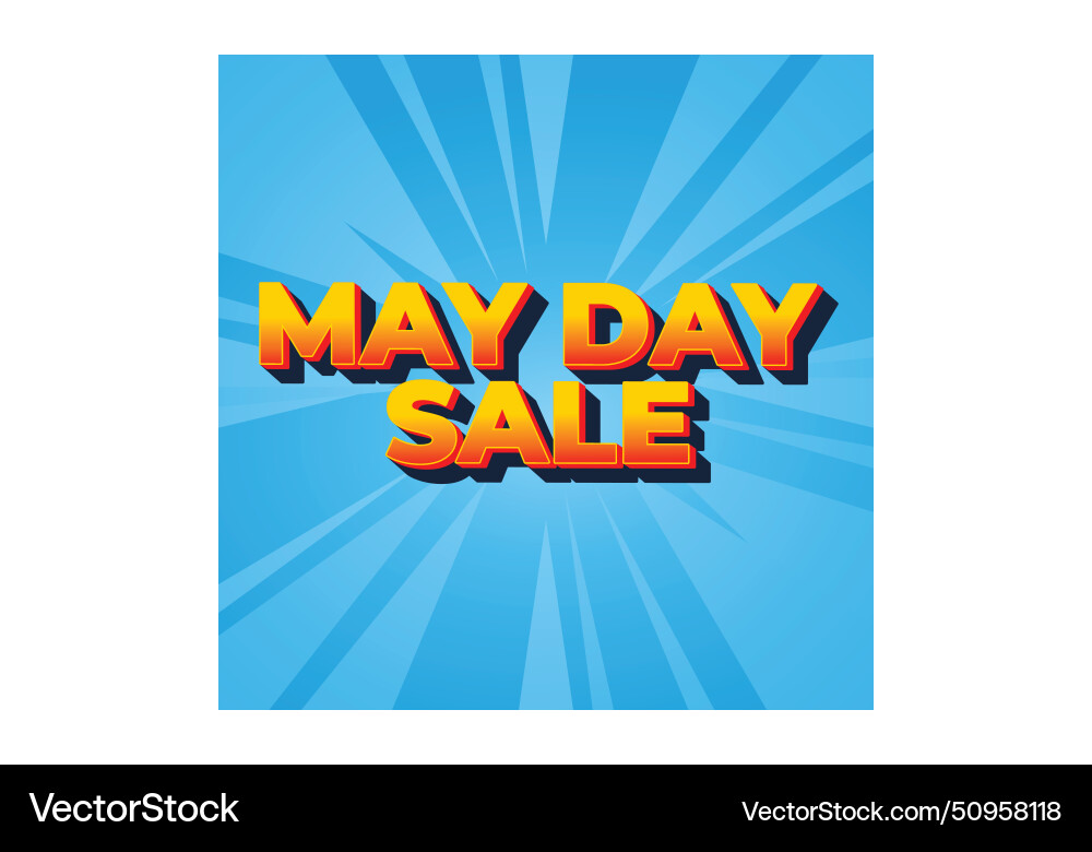 May day sale text effect in 3d look Royalty Free Vector