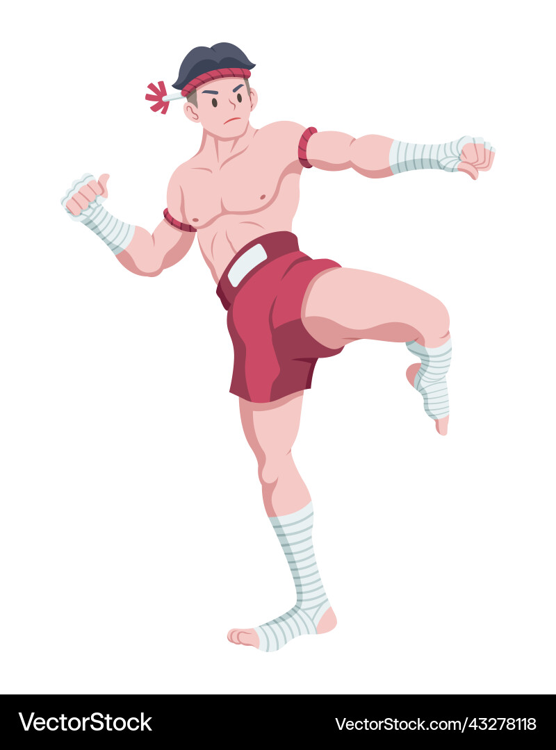 Muay thai boxer cartoon Royalty Free Vector Image