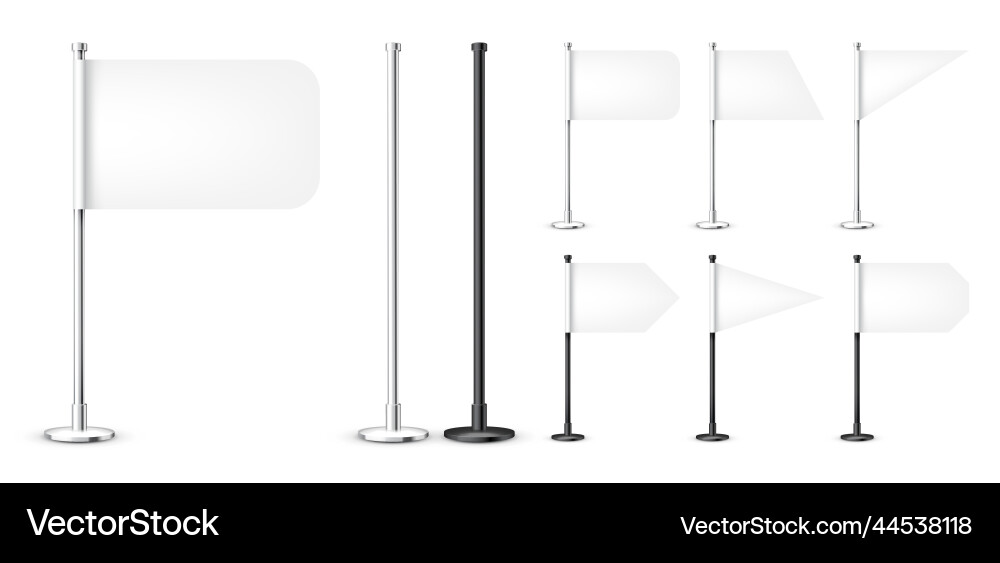 Realistic various table flags on a steel pole Vector Image