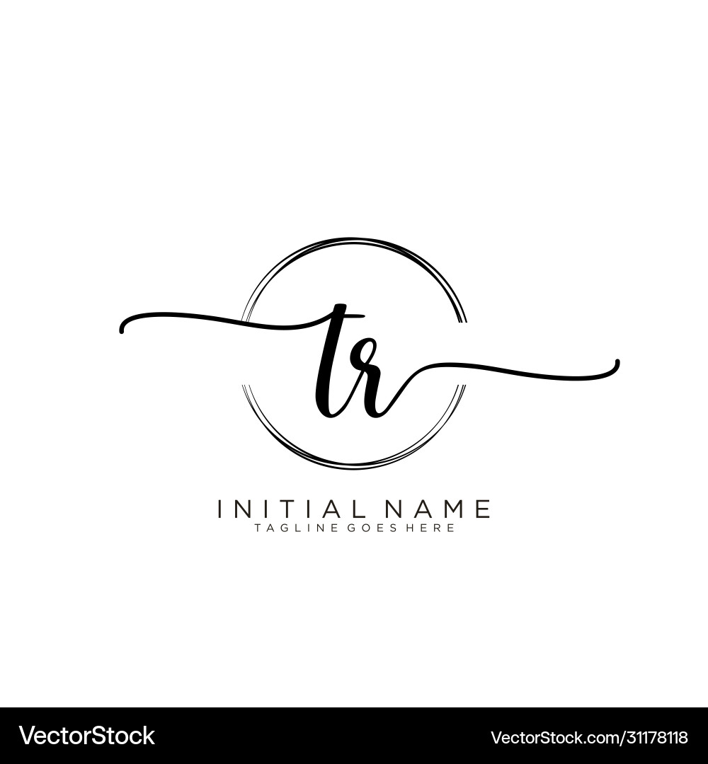 Tr initial handwriting logo with circle template Vector Image
